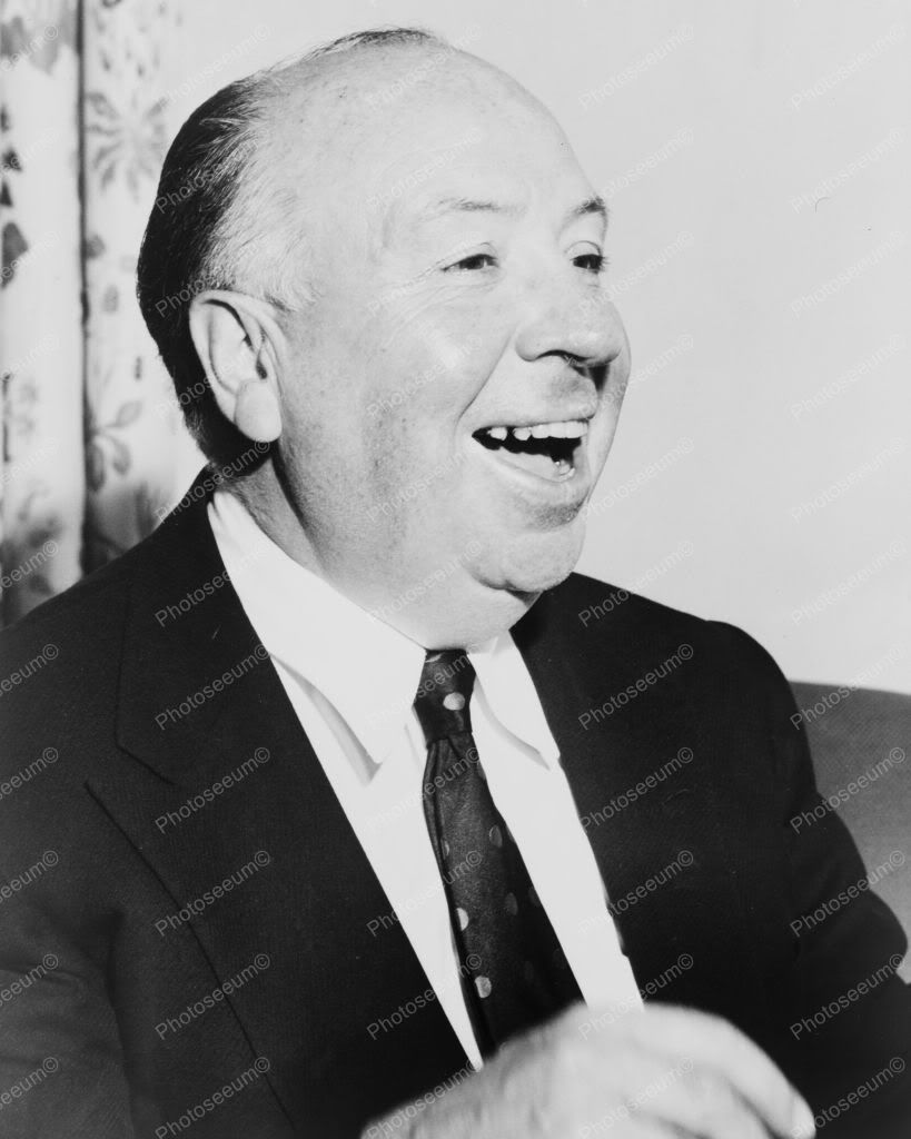 Alfred Hitchcock Laughing Candid 1950s 8x10 Reprint Of Old Photo